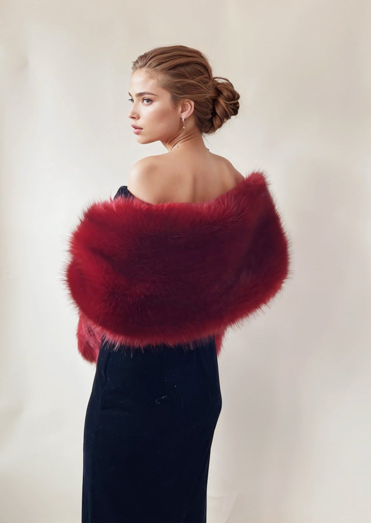 Red Fur Shawl (Lilian Red03) – Sissily Designs