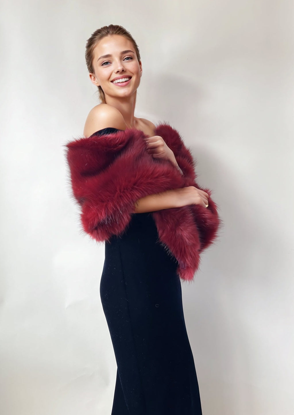 Red Fur Shawl (Lilian Red03) – Sissily Designs
