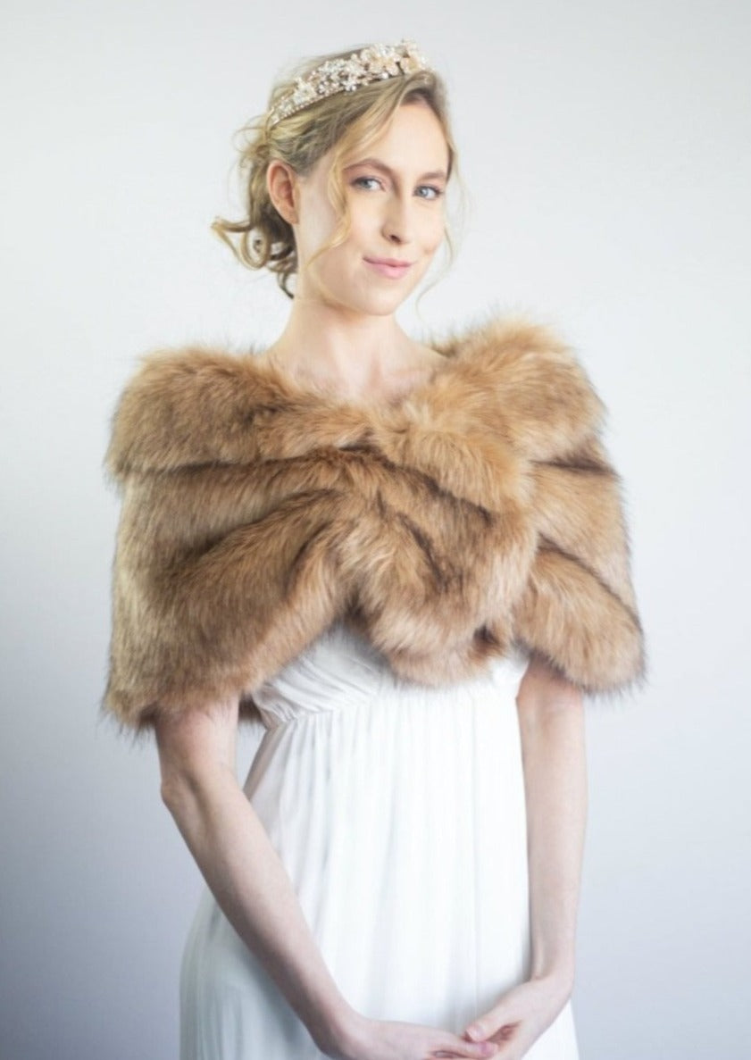 Light Brown Fur Wrap (Blair LBrw03) – Sissily Designs