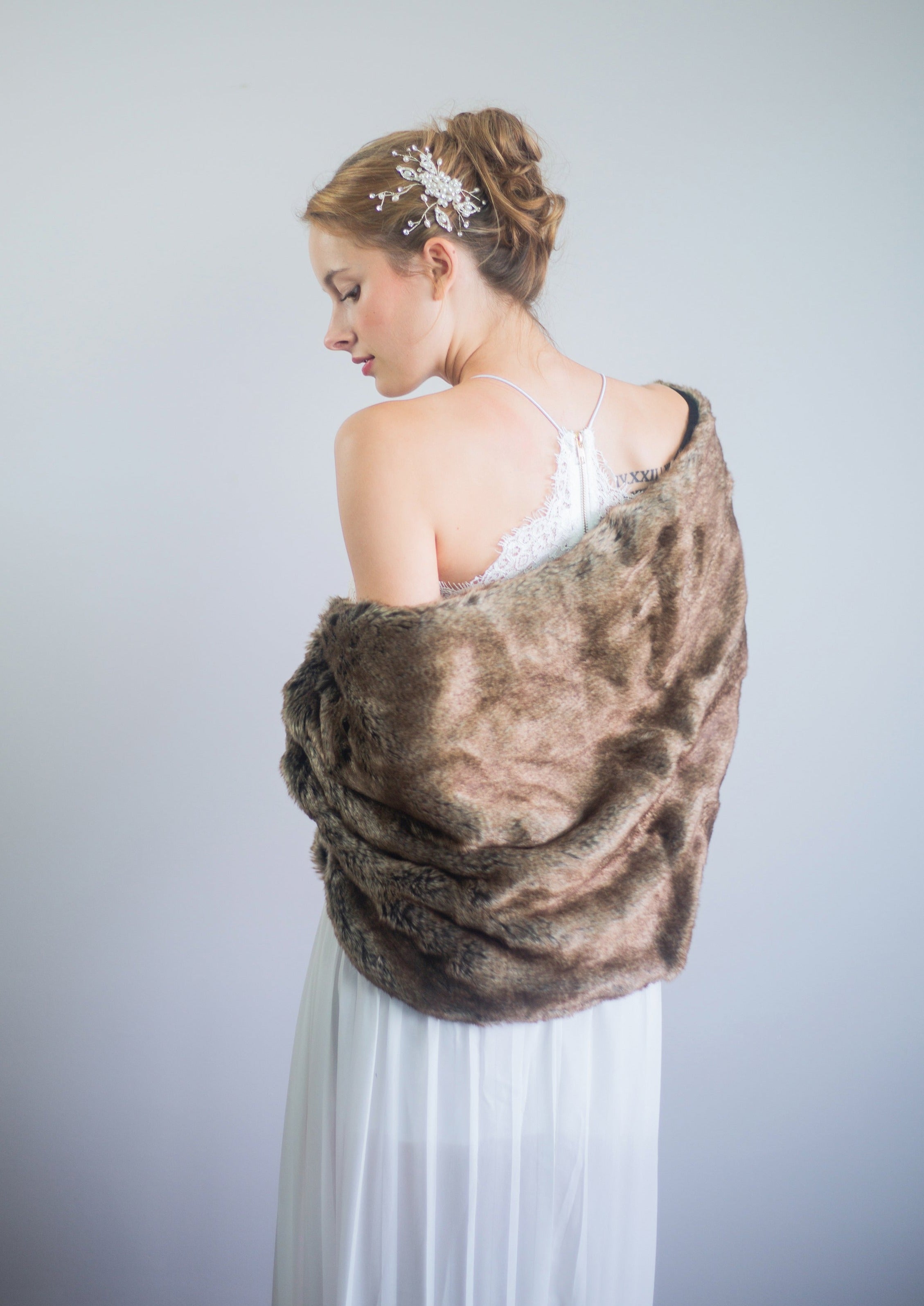Brown Fur Shawl (Butterfly Brw06) – Sissily Designs